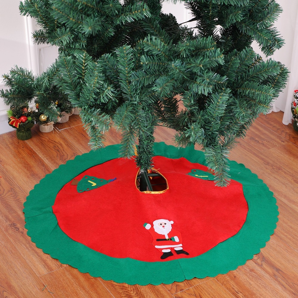 90cm Christmas Tree Skirt Floor Mat Large Cute Surround Santa Design ...