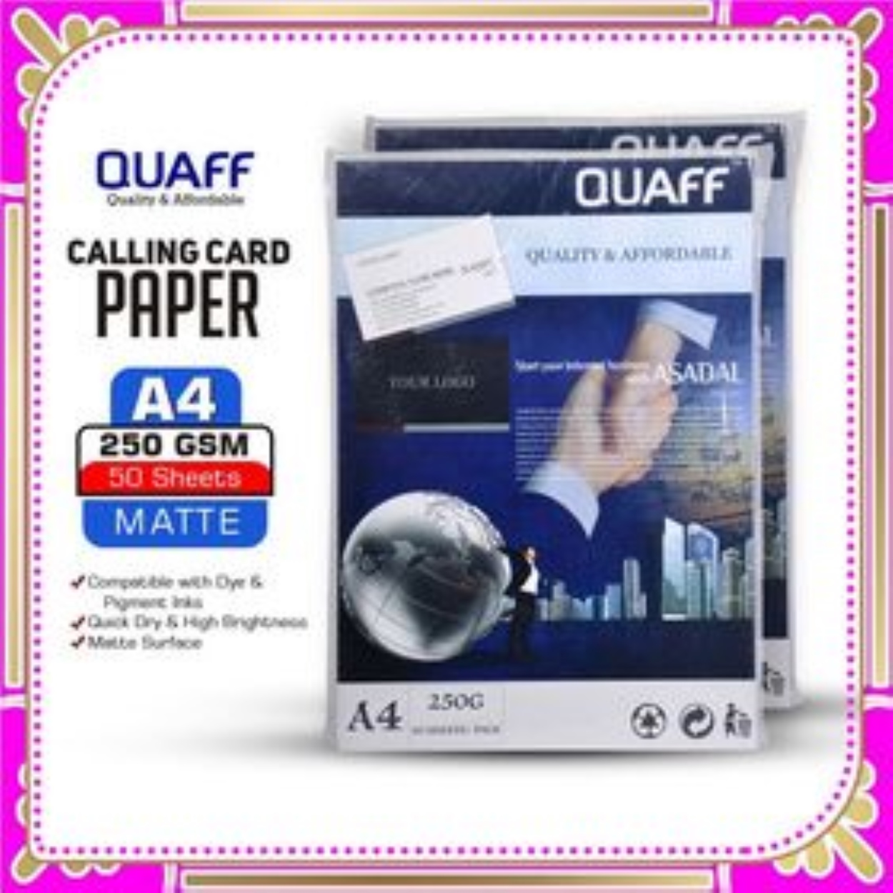 QUAFF CALLING CARD PAPER A4 SIZE 220 GSM 250 GSM ( double sided matte ...
