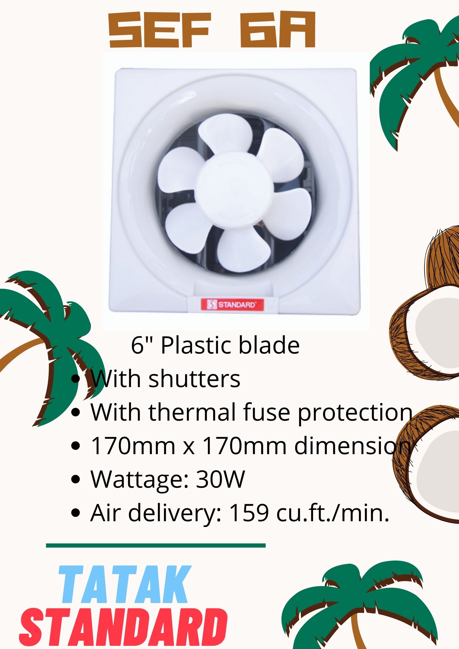 Standard Exhaust Fan 6" Blade SEF 6A | Lazada PH