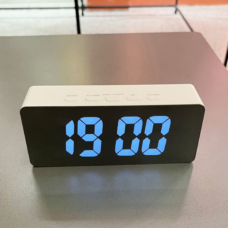 Japanese alarm clock mirror LED bedside dormitory desktop temperature ...