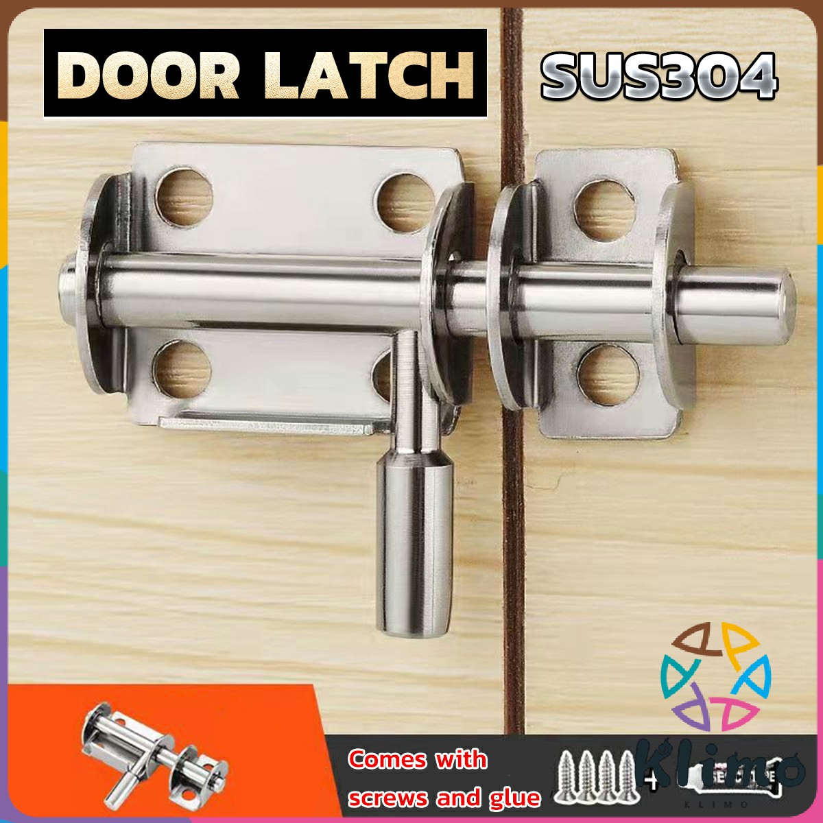 KLIMO Stainless Steel Door Lock Solid Sliding Bolts Latch Hasp Home ...