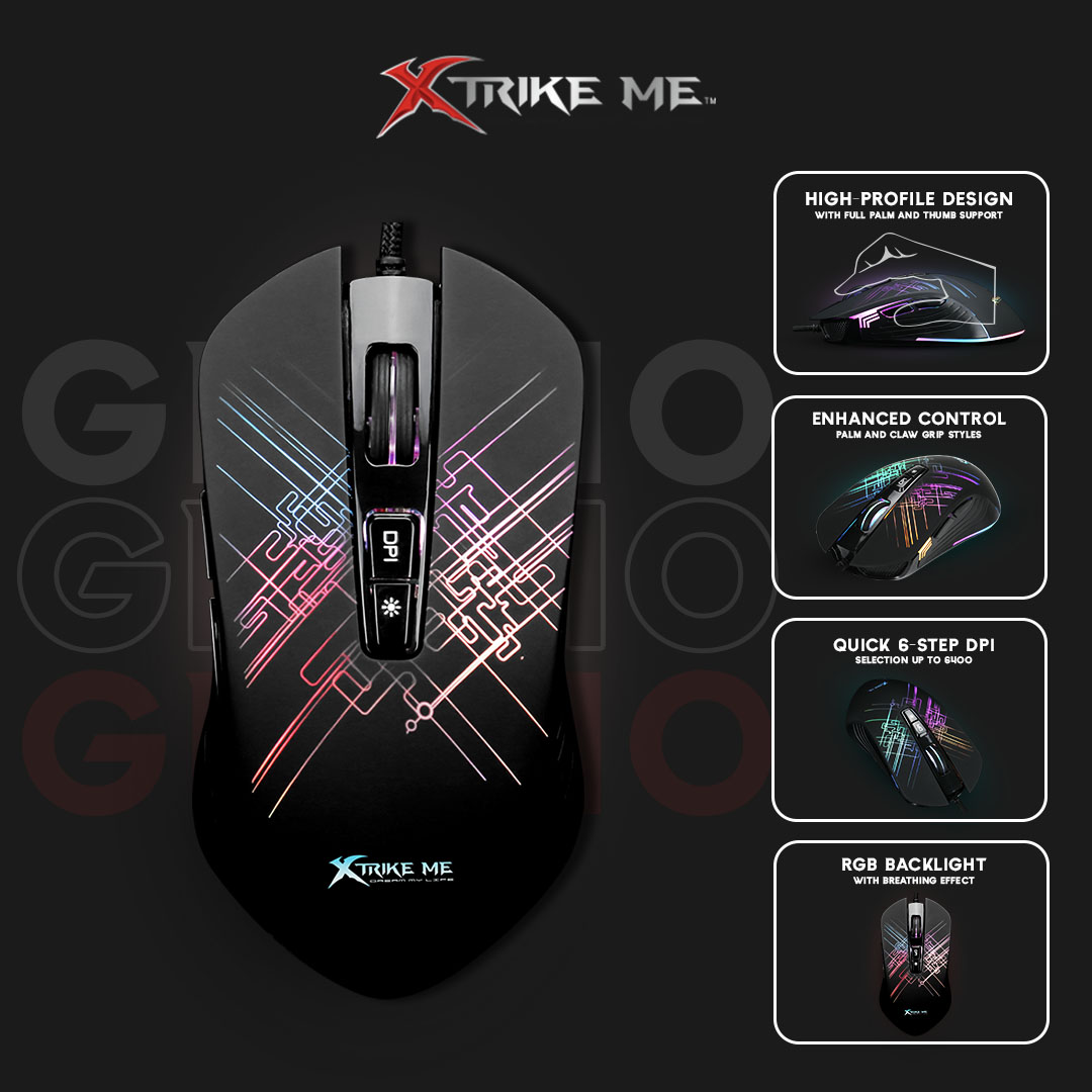 Xtrike Me Backlit Programmable, Gaming Mouse GM-510 - Black | Lazada PH