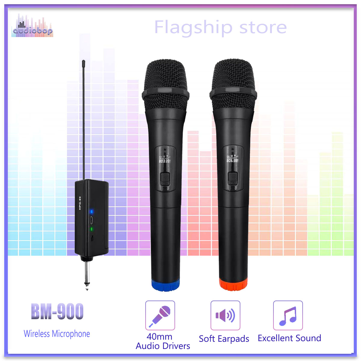 Wireless Microphone Dual Handheld Microphone with Receiver Professional ...