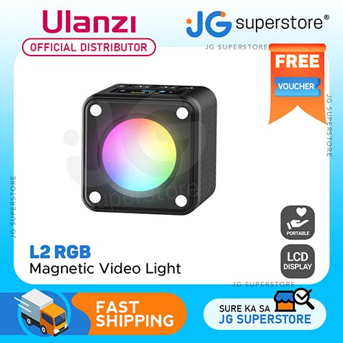 Ulanzi L2 RGB COB Magnetic Mini Cube Video Light with LCD Screen, 1/4" Screw Mount, Dual Cold ...