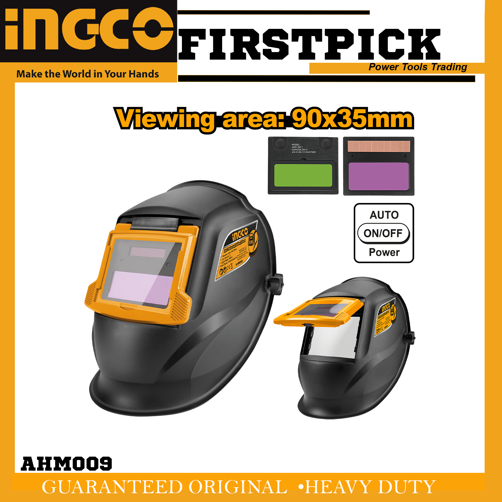 INGCO AHM009 Auto Darkening Welding Helmet / Solar / Re-chargeable / No ...