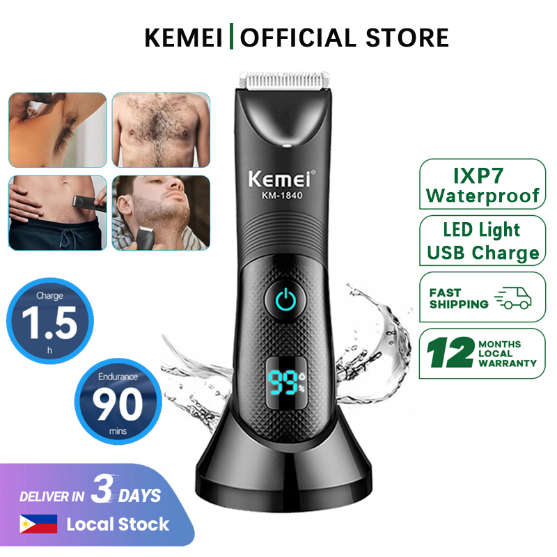 Kemei KM-1840 Multifunctional Groin Area Hair Trimmer Waterproof Wet ...