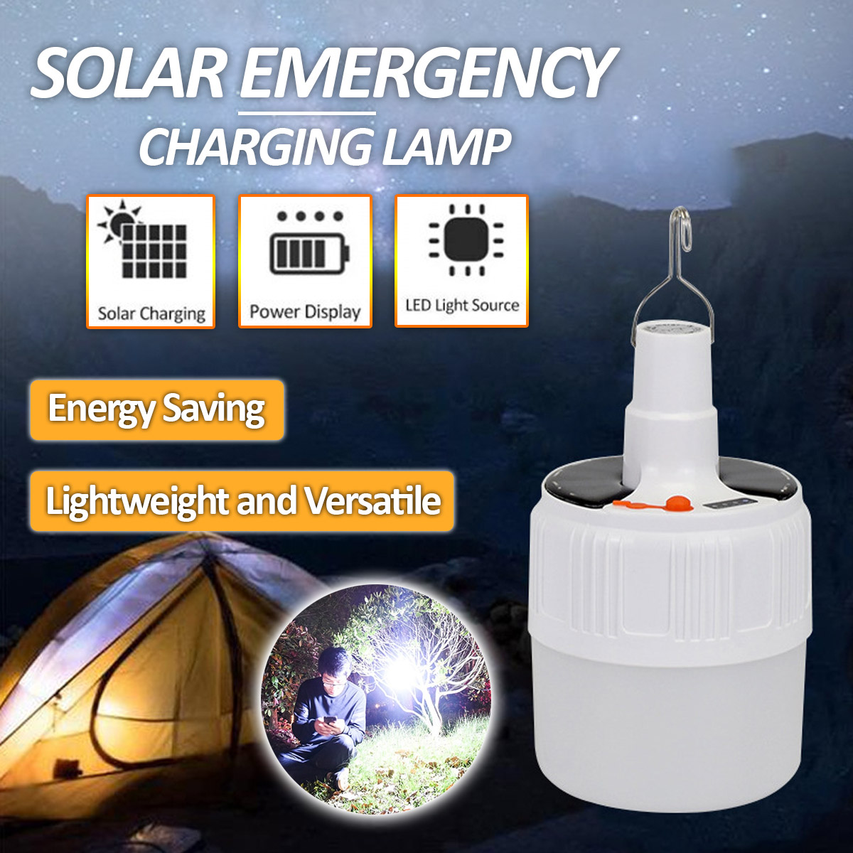 Solar Emergency Charging Lamp 100W Rechargeable Charge LED Lamp ...