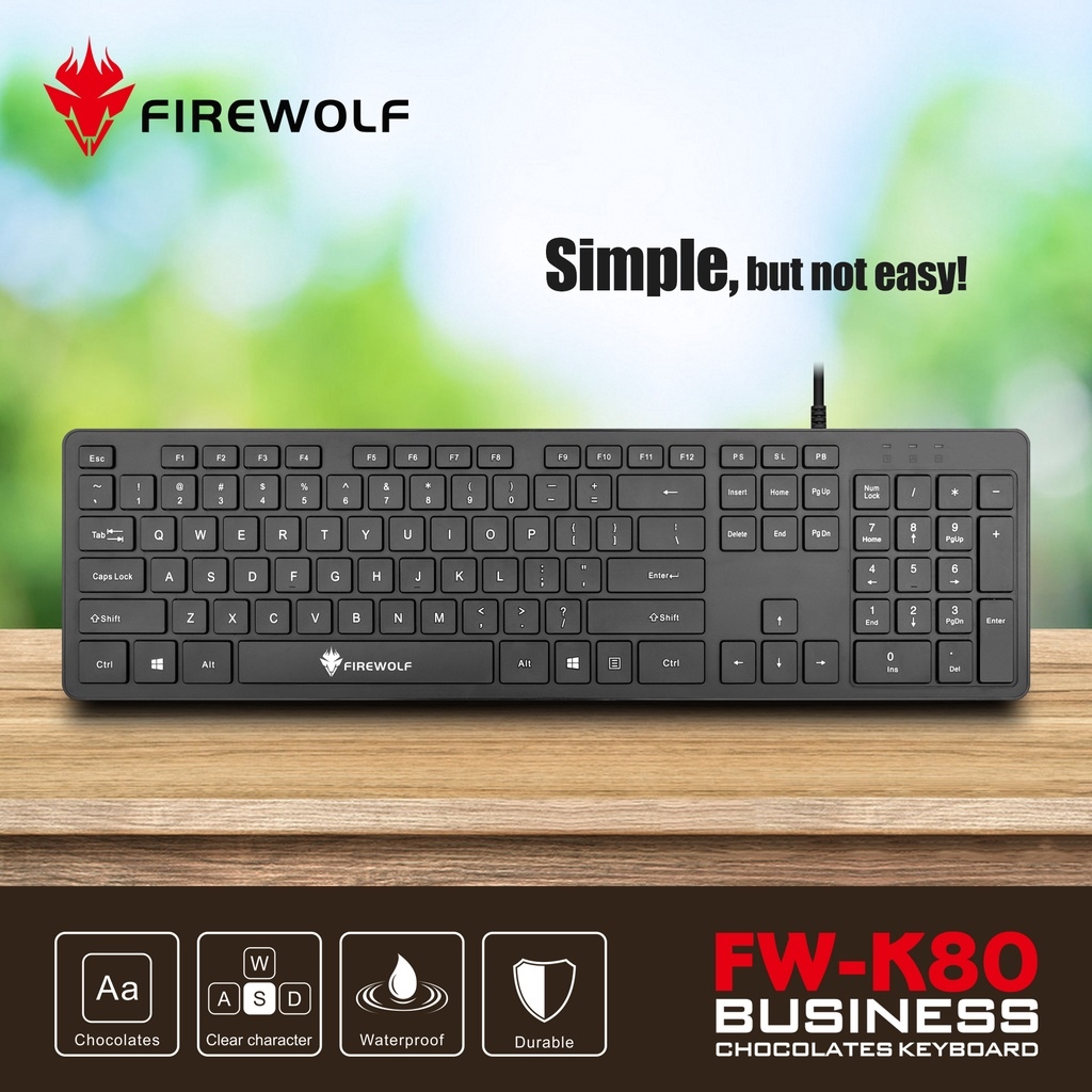 mechanical keyboard FIREWOLF wired keyboard thin chocolate keys home ...
