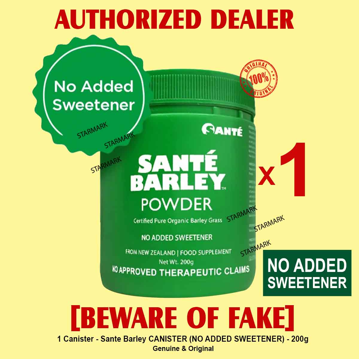 Sante Barley CANISTER ( NO ADDED SWEETENER / NO STEVIA ) 200g Big Sante ...