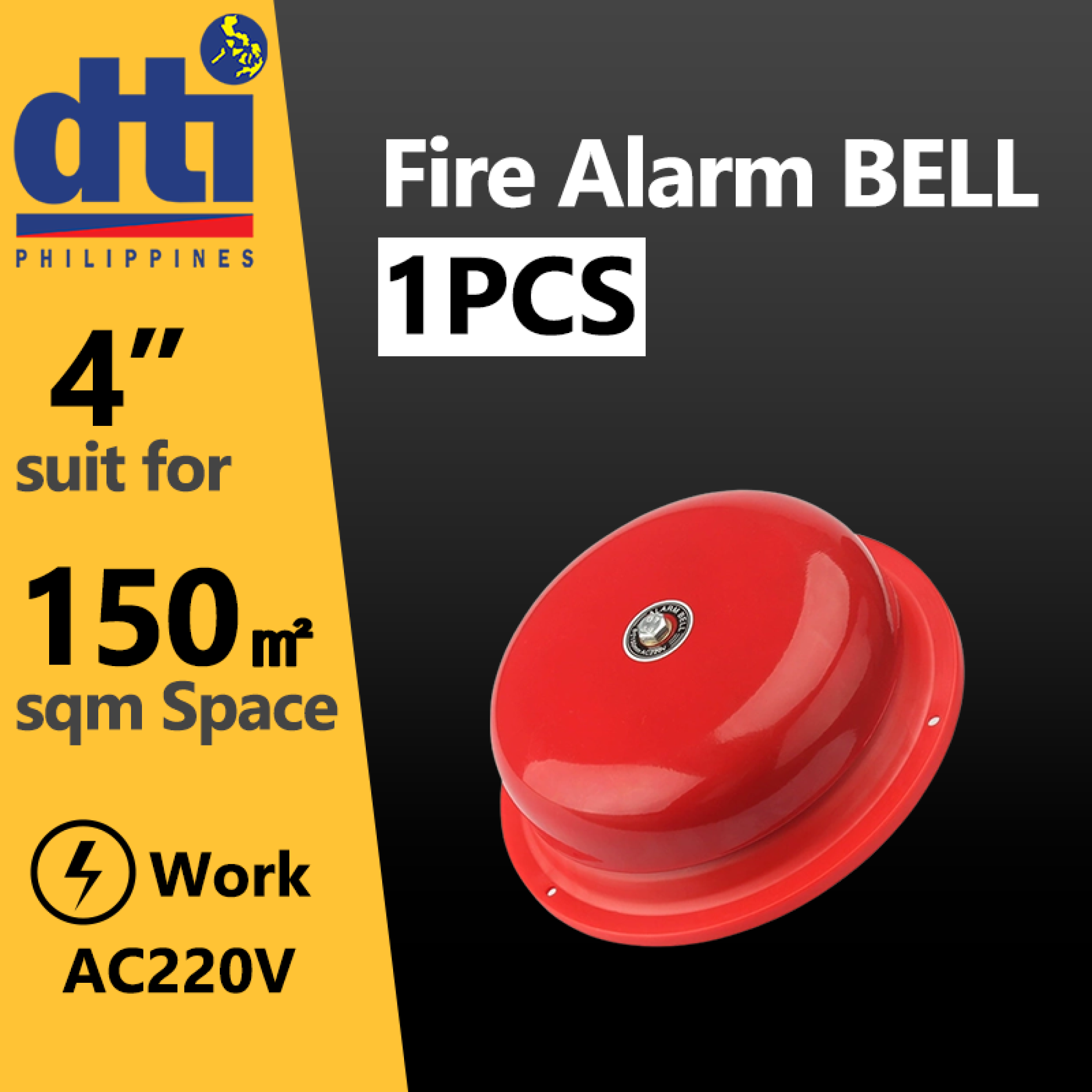 Fire Alarm Bell 220V AC 4"/6"/8"/10"/12" With Manual Switch Home Safe ...
