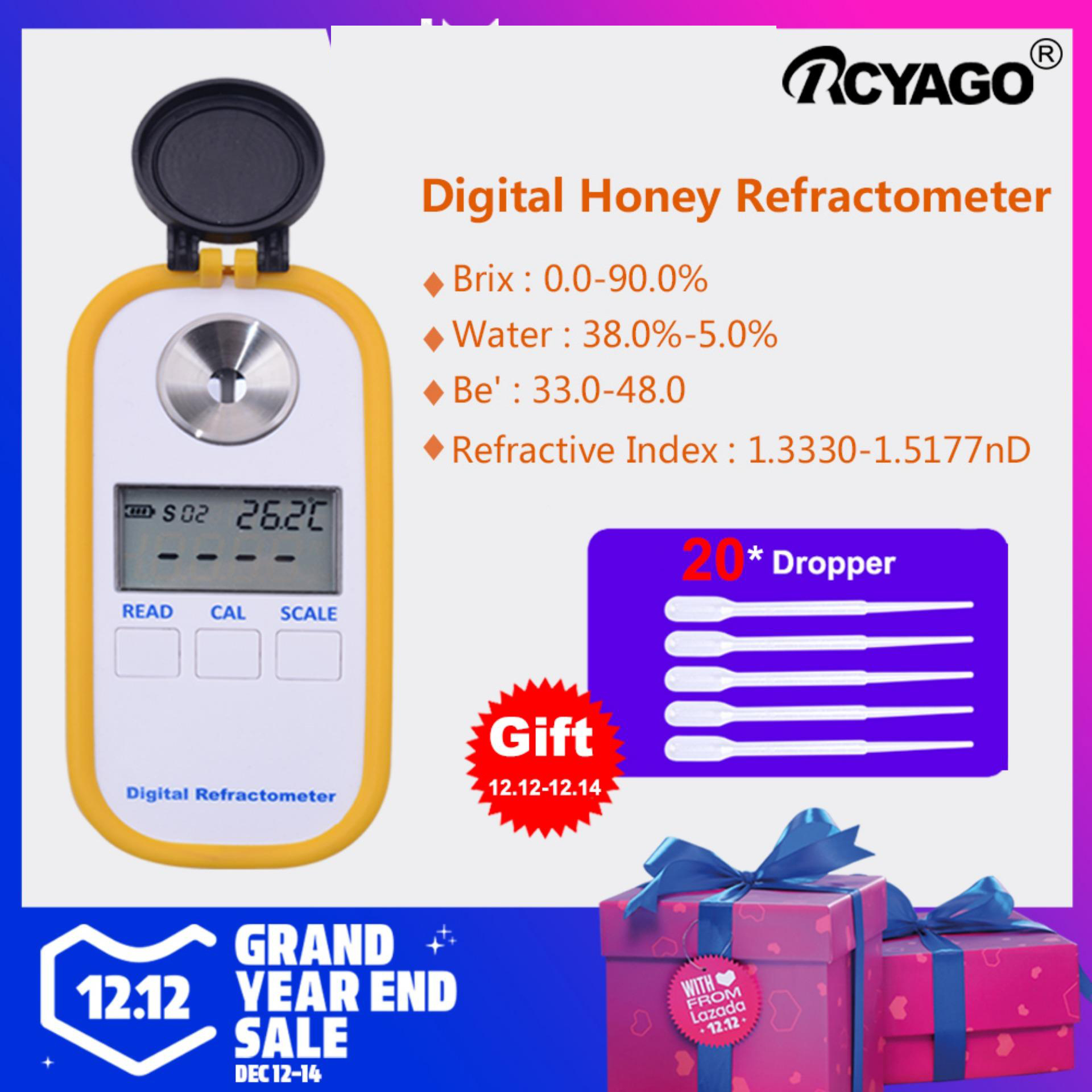 2019 New Digital Honey refractometer 0-90% Brix Refractive Index ...