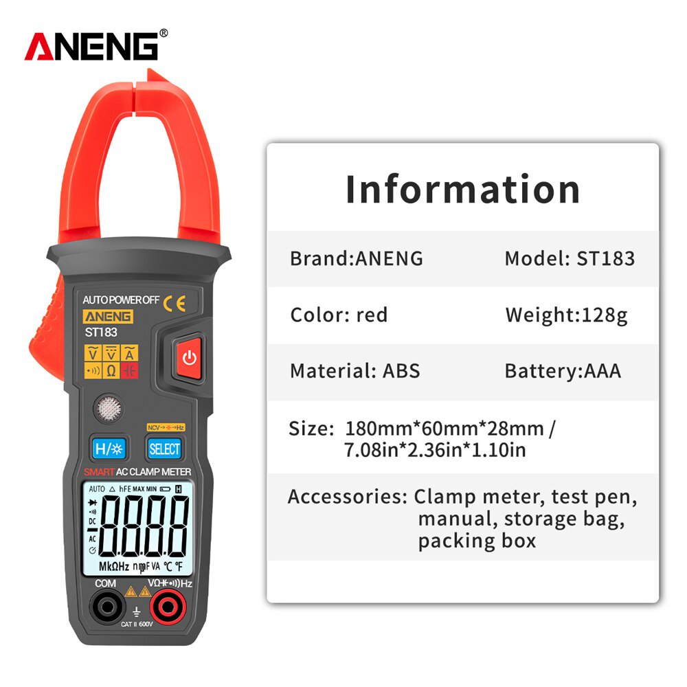 【Philippine spot】ANENG ST183 6000 Counts Digital AC Current Clamp Meter ...