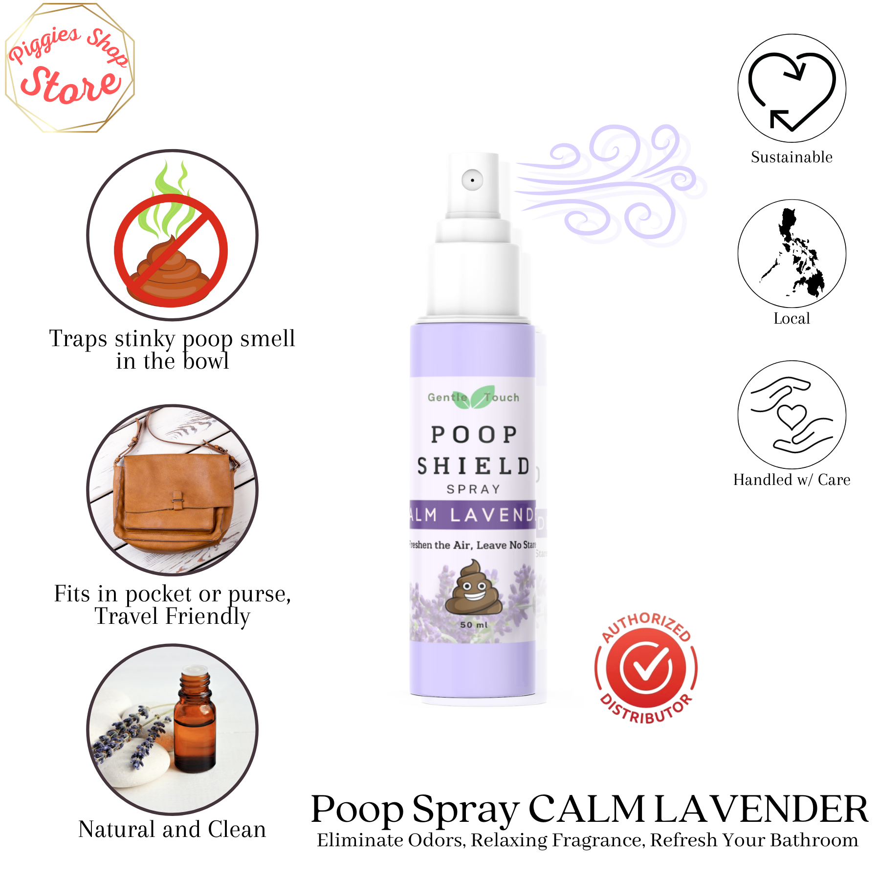 CALM LAVENDER Poop Shield Spray Toilet Deodorizer Disinfectant Odor ...