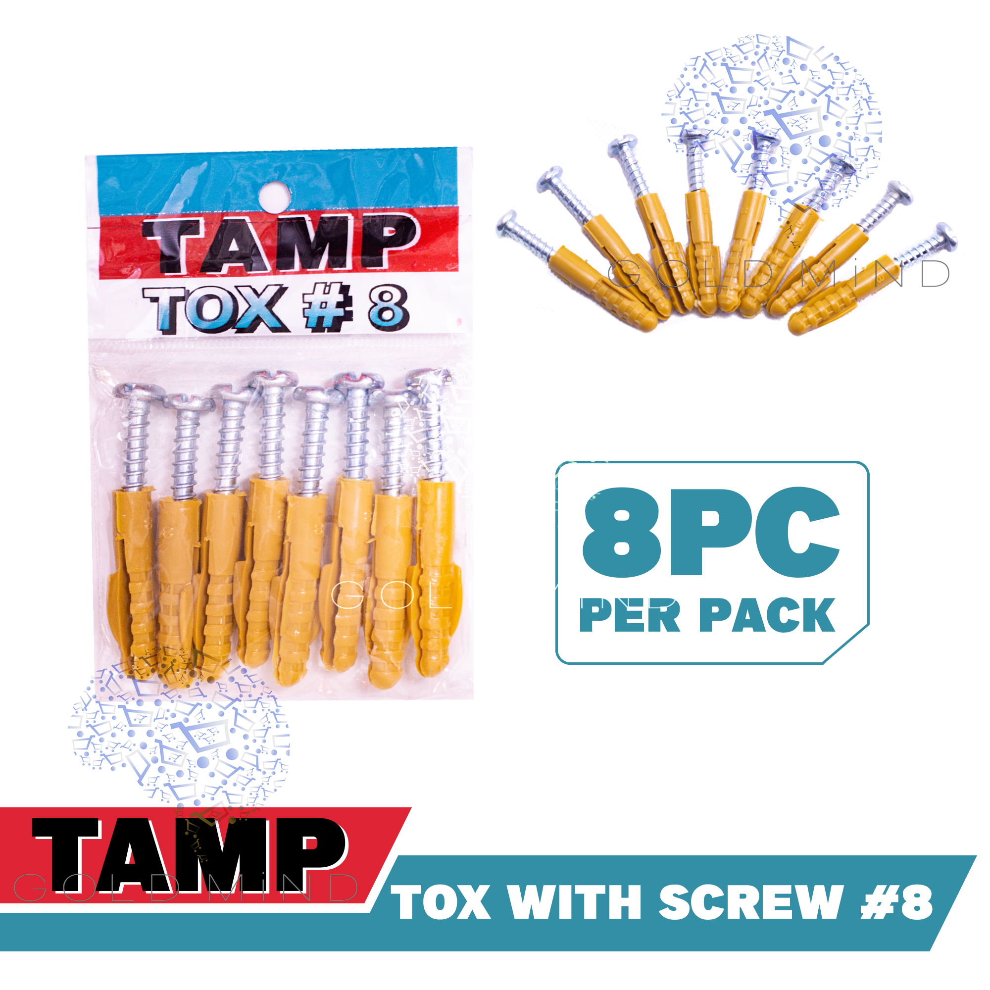 Tox & Screw Set TAMP Wall Plug Tox With Philips Head Screw (HI) - Gold ...