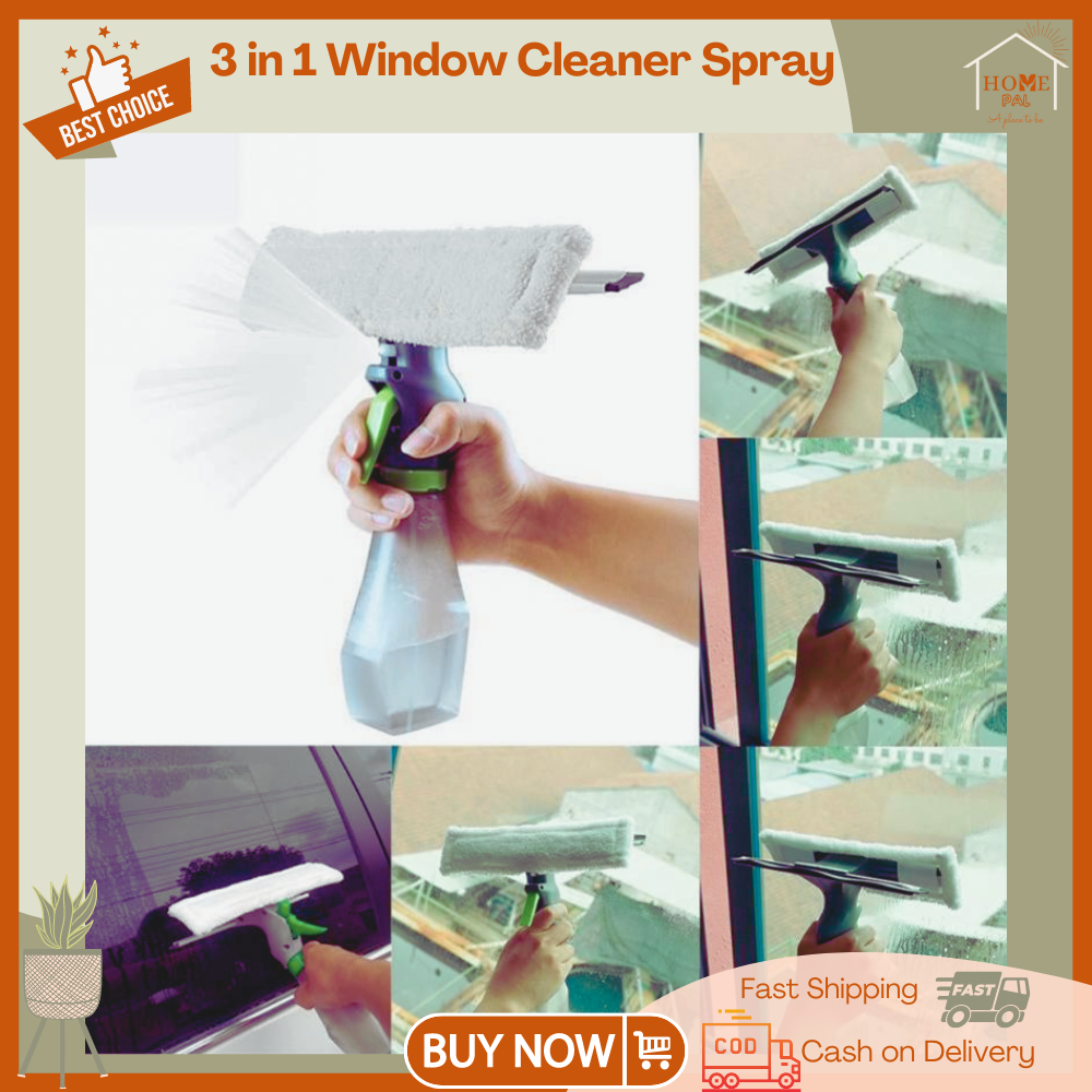 Home Pal 3 in 1 Window Cleaner Spray Car Glass and Home Windows Wiper ...