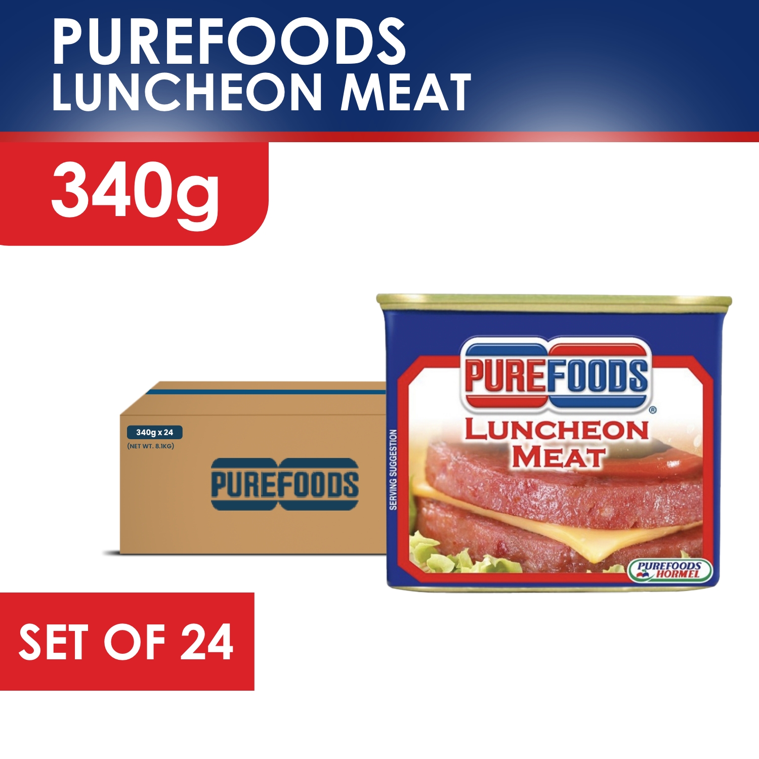 Purefoods Luncheon Meat (340g) Box of 24 | Lazada PH
