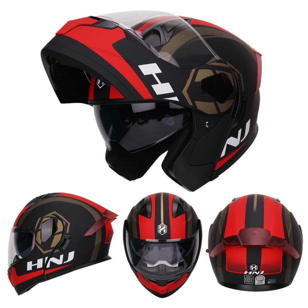 HNJ 937 Motorcycle Helmets Open Face Modular Motor Helmet Dual Visor ...
