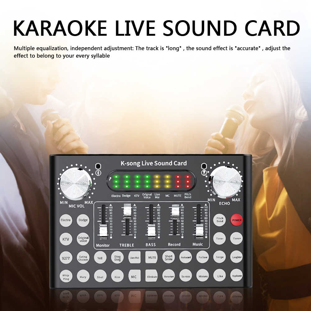 F9 Sound Card Audio Interface External USB Live Broadcast Microphone ...