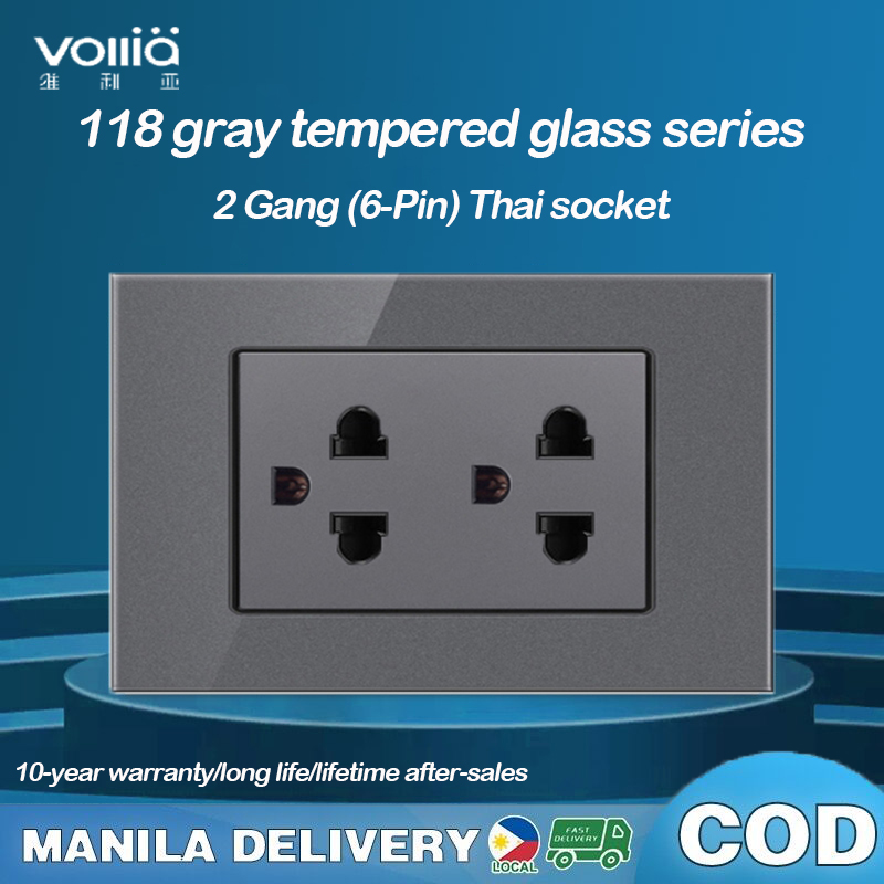 Vollia Outlet Socket for Wall Modern Wall Socket Outlet Tempered Glass ...