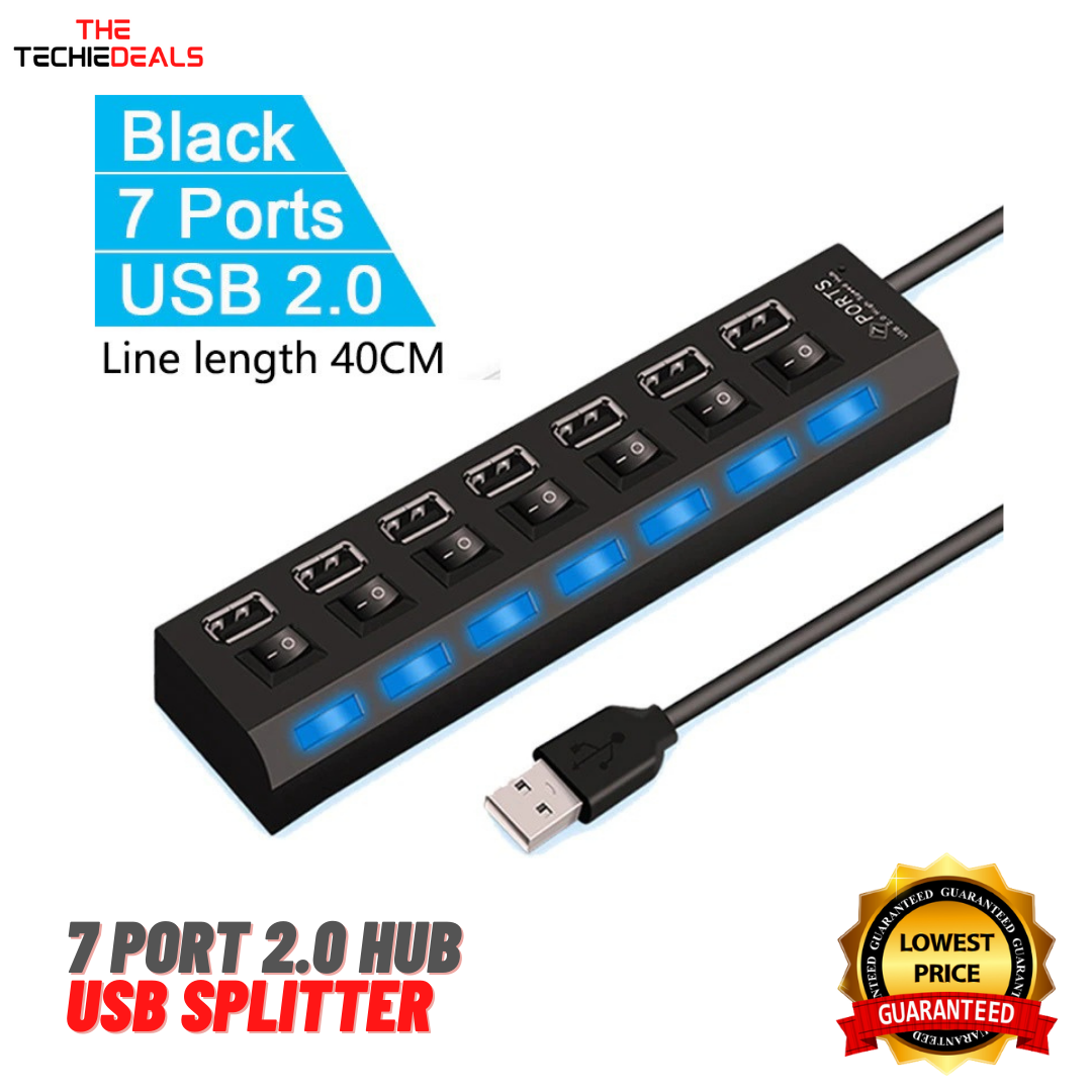 USB hub to 7 ports with buttons on and off USB 2.0 splitter USB hub for ...