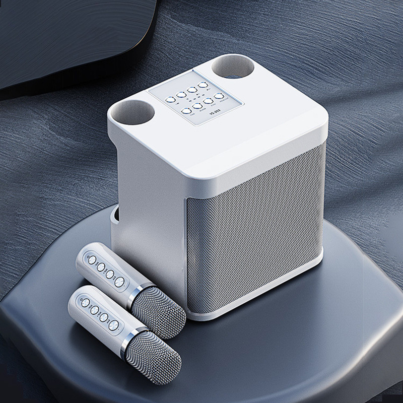 Dual Bluetooth Speaker With 2 Wireless Microphones Outdoor Family KTV ...