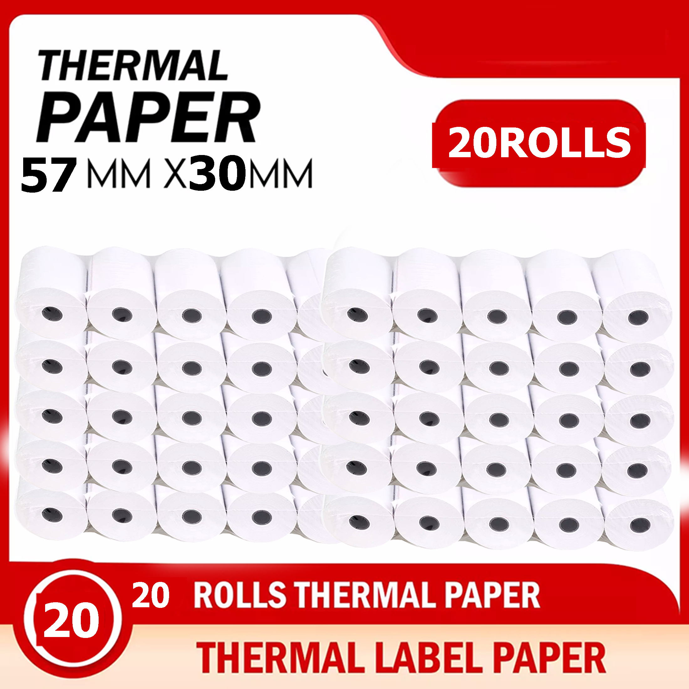 Thermal paper 100 rolls 57mmx30mm core suitable for multiple scenes ...