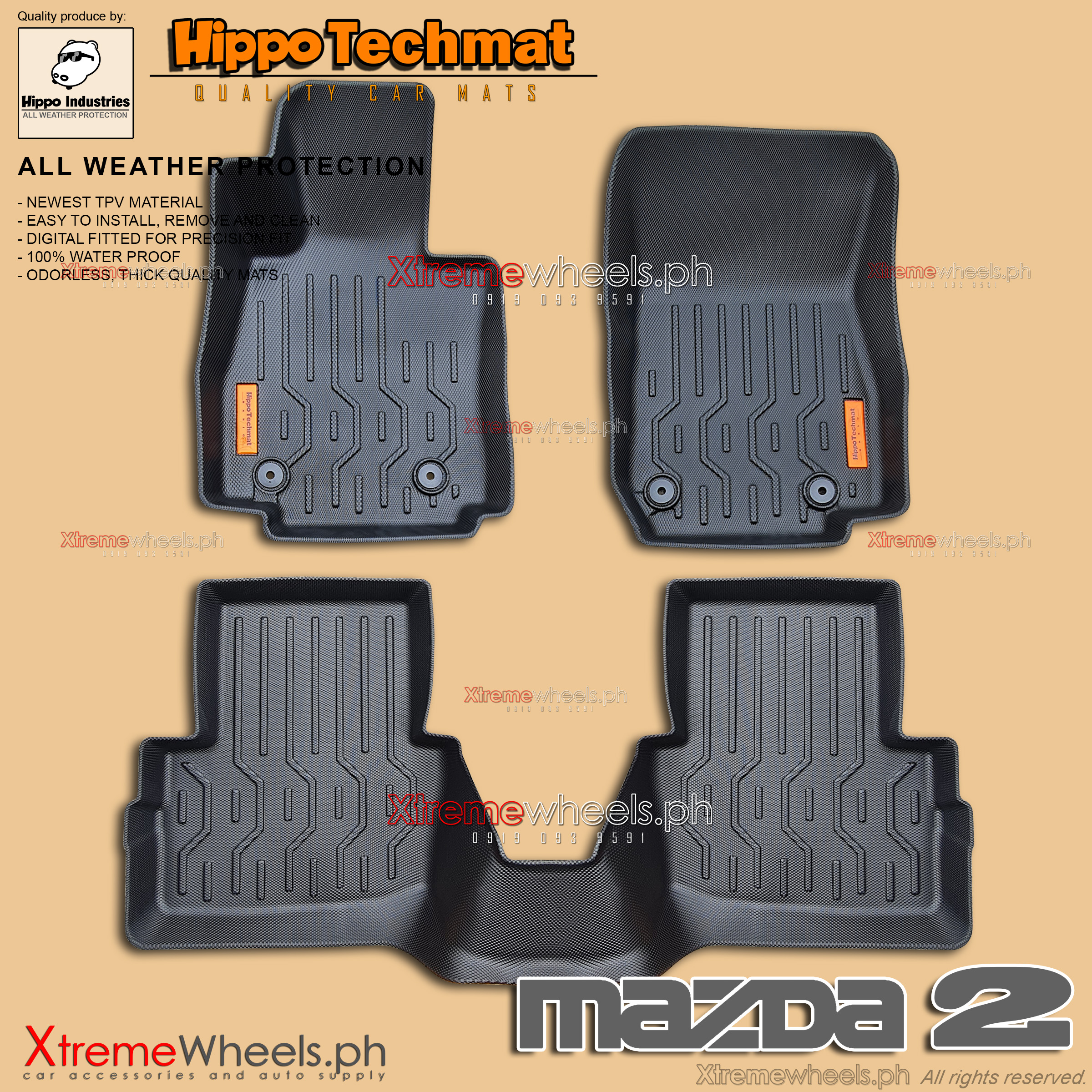 Mazda 2 Sedan / Hatchback 2020-2025 1st-2nd Row Hippo V2 Deep Dish ...