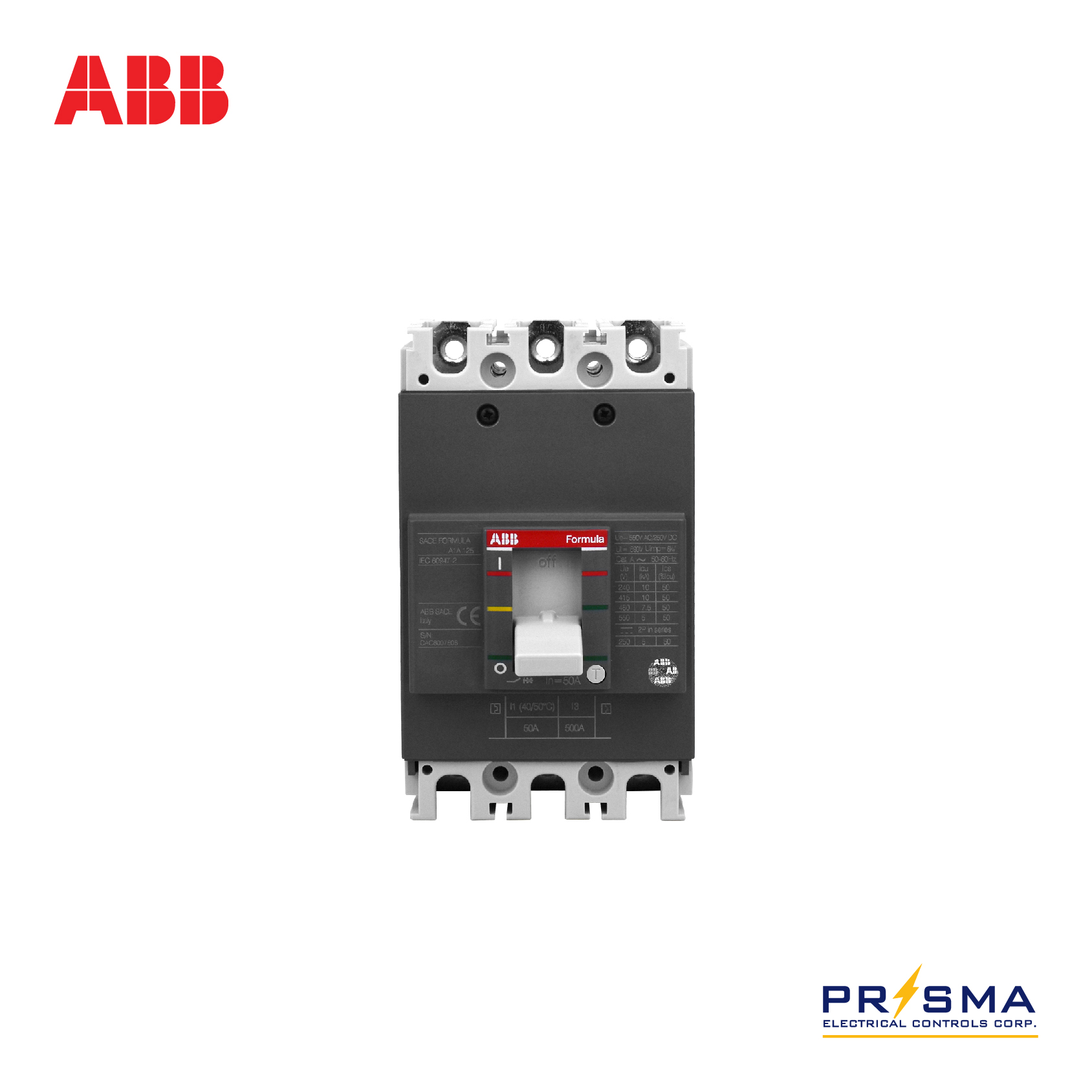 ABB SACE FORMULA Moulded Case Circuit Breaker A1A 125 TMF 50AT 3P ...