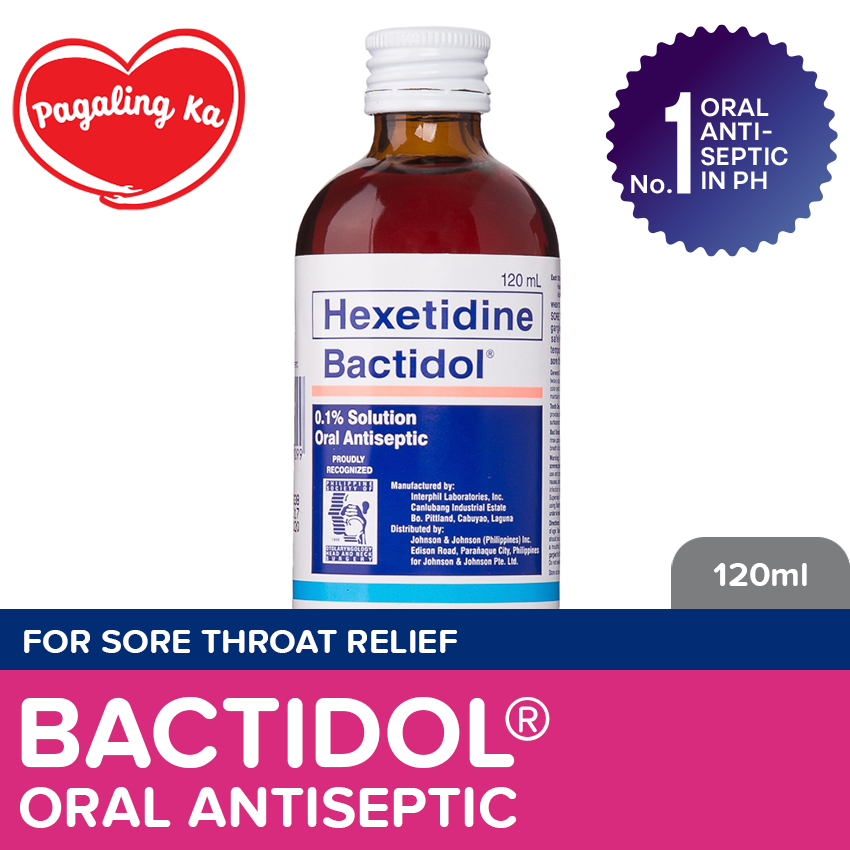Bactidol Oral Antiseptic Gargle Mouthwash 120ml for Sore Throat, Itchy ...