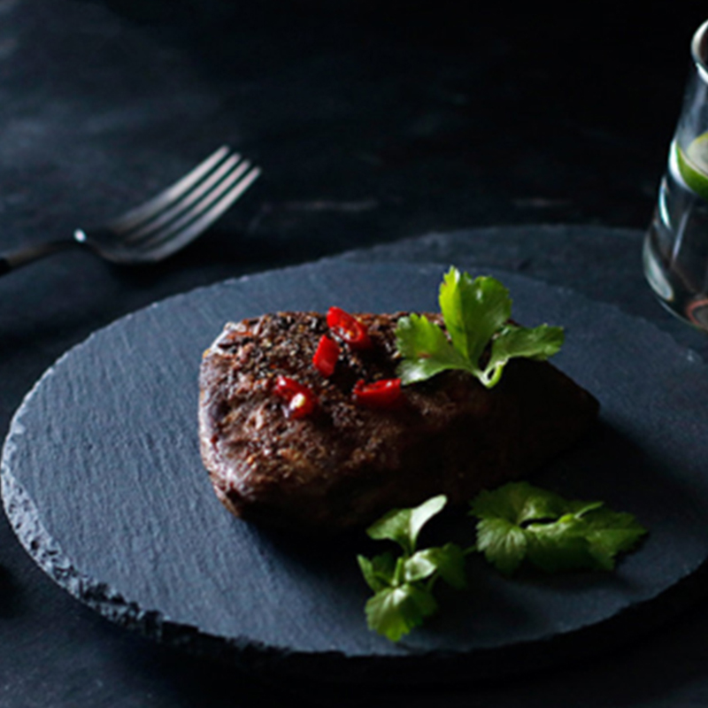 10 Inch Round Natural Black Stone Plate Western Style Steak Plate Stone ...