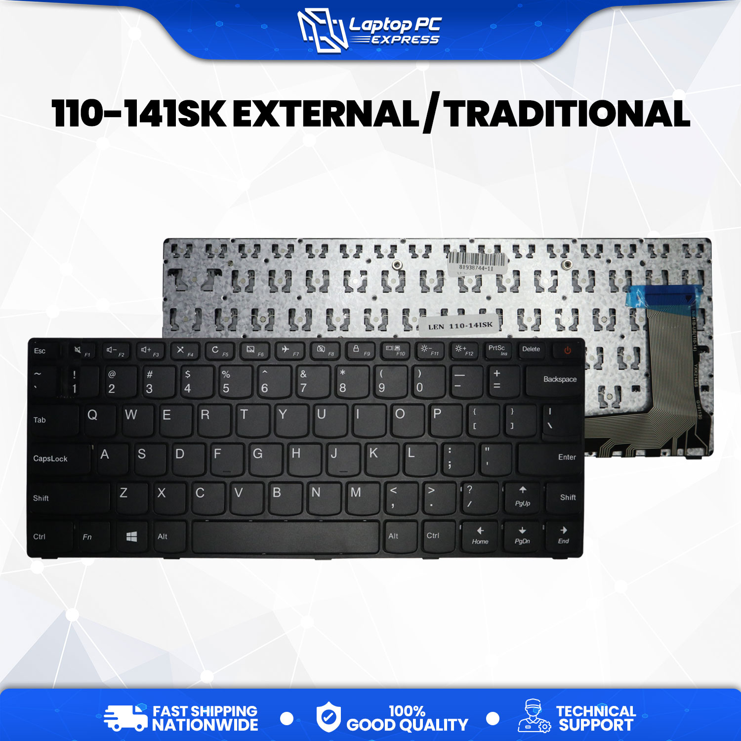 LPCE Laptop Keyboard 110-141SK Compatible with Lenovo Ideapad 110-141SK ...
