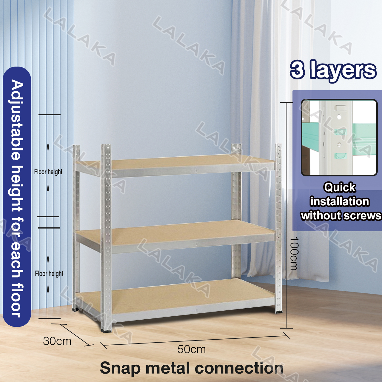 Metal Shelf Wood Organizer Steel Rack Shelves 4/5/6-Layer Metal Rack ...