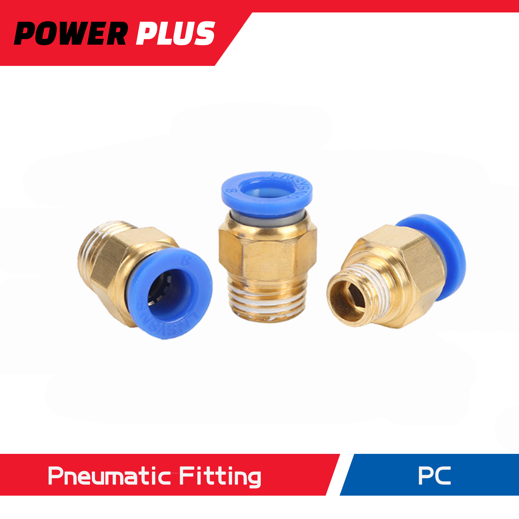 Power Plus PC Pneumatic Fitting Push In Fittings Male Thread Quick ...