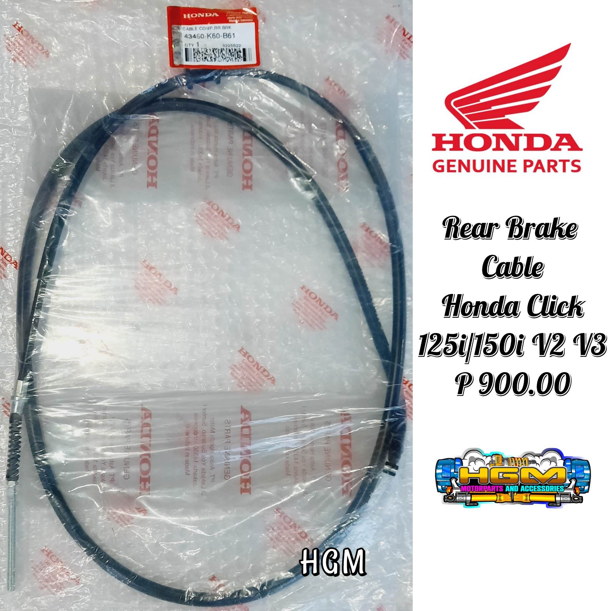 CABLE COMP. REAR BRAKE HONDA CLICK 125i/150i V2 & V3 (43450-K60-B61 ...