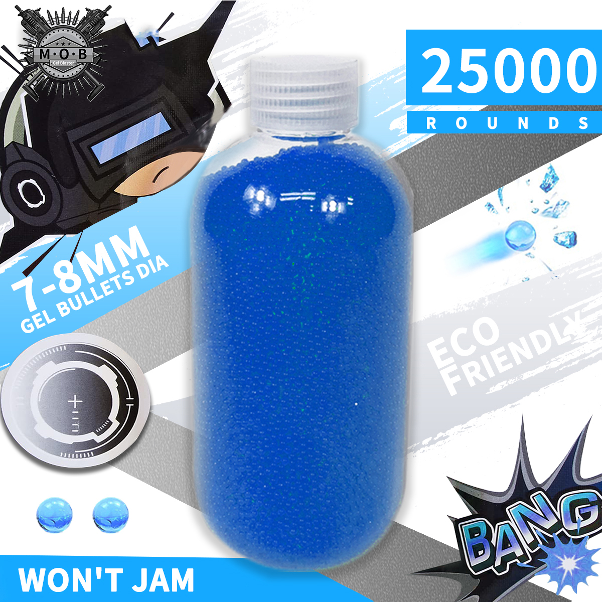 【MOB】5000&25000 Pcs 7-8mm Blue Gel Bullets For Gel blaster White Gel ...