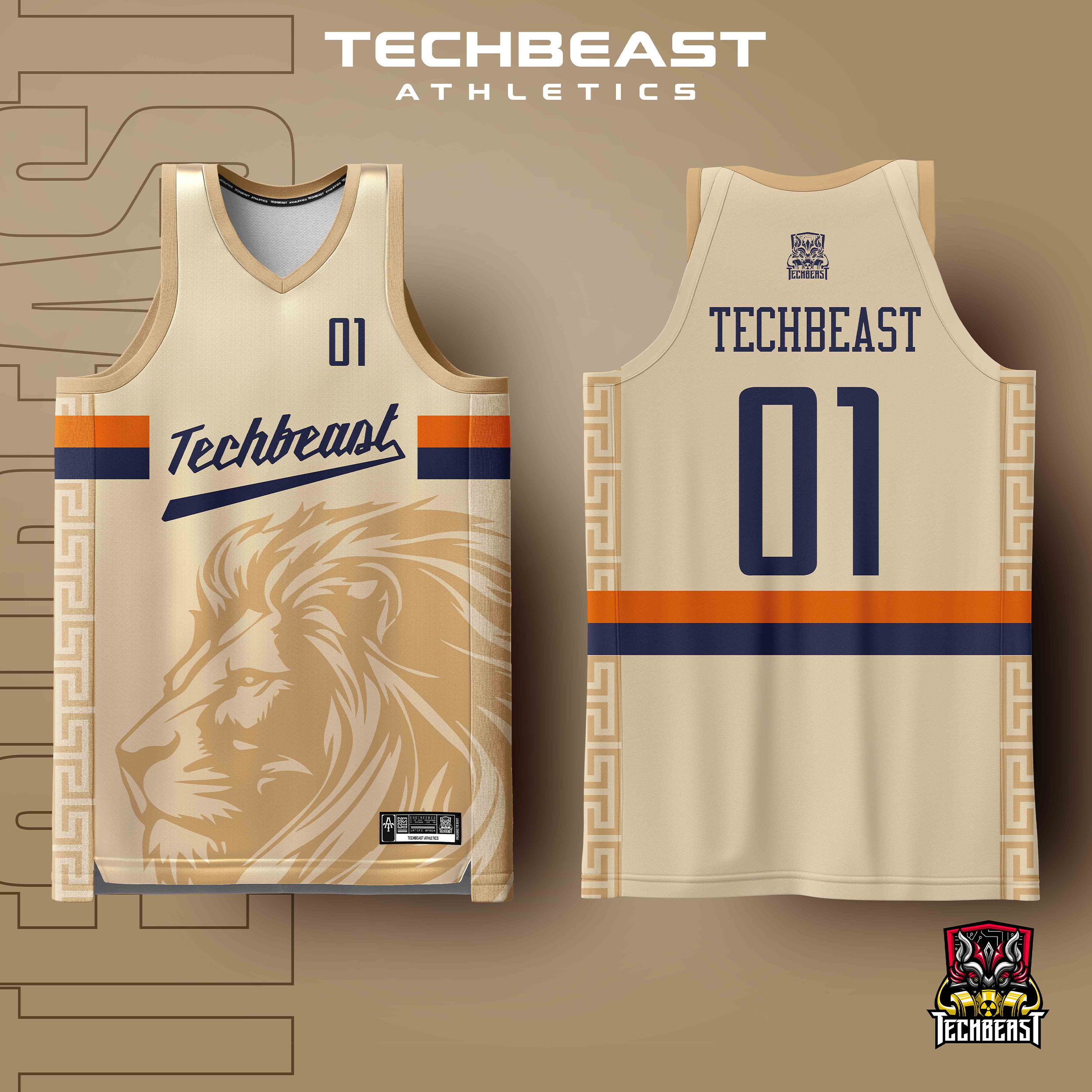 Lion Khaki Full Sublimation Basketball Jersey Techbeast ( CUSTOM NAME + NUMBER ) | Lazada PH
