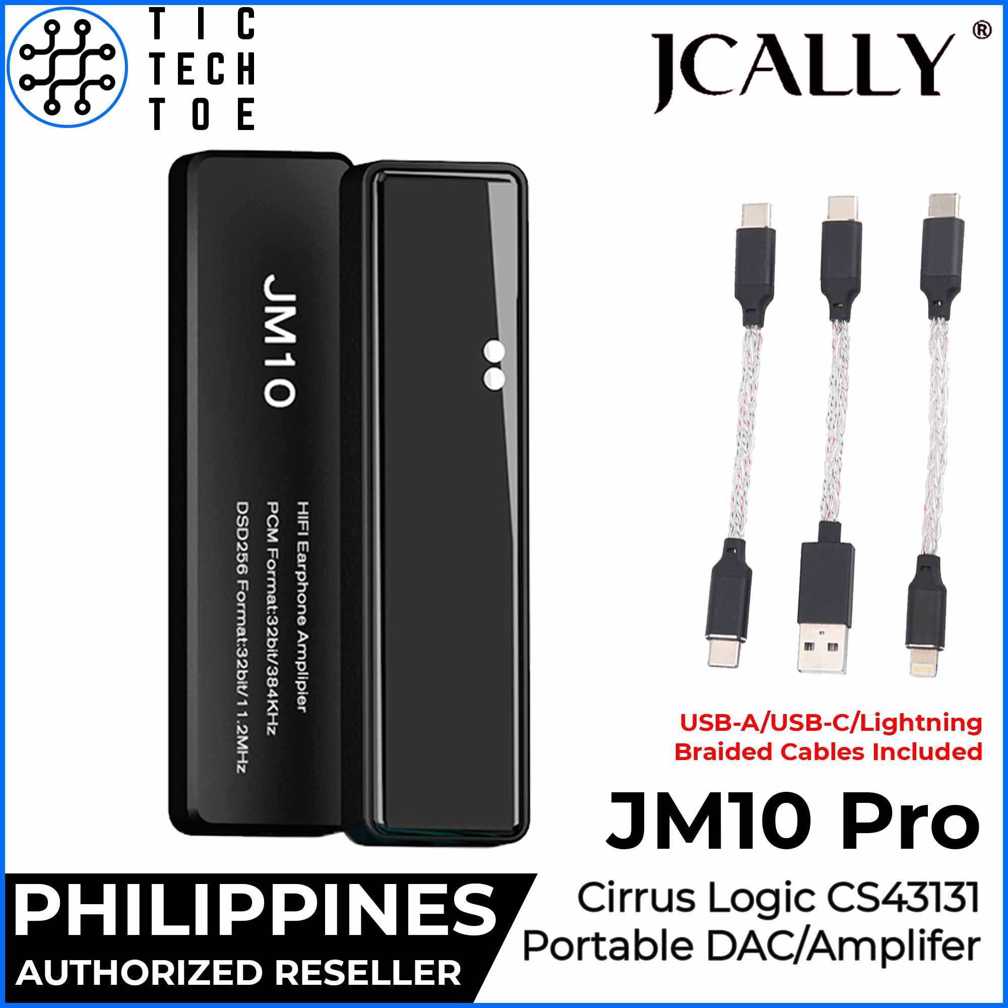 JCALLY JM10 Pro CS43131 Portable Universal HiFi DAC/Amp Adapter (USB-A + USB-C + Lightning ...