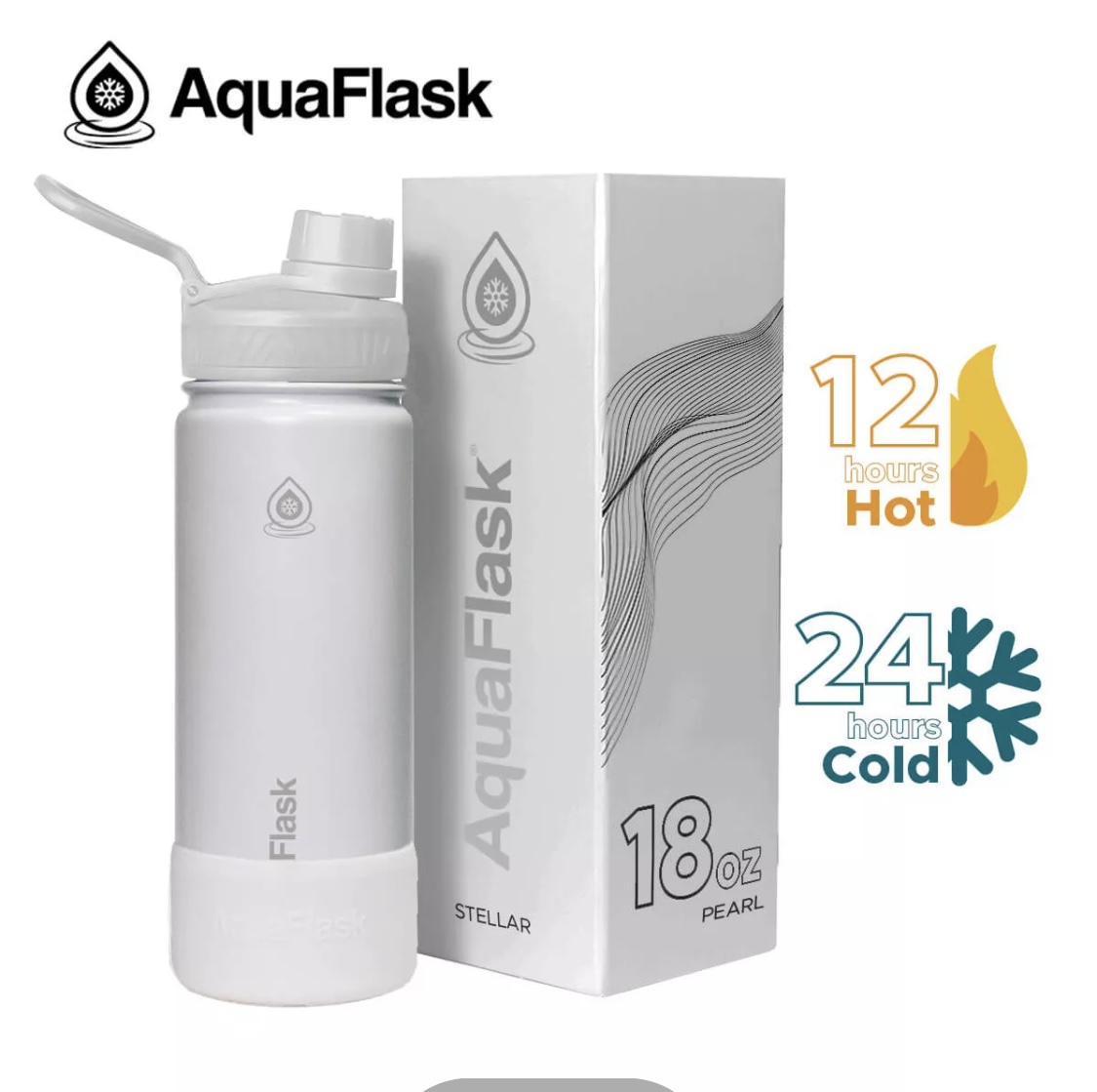 AQUAFLASK 18 oz Wide Mouth W/ Flip cap/ Spout Lid/ Flexible Cap ...