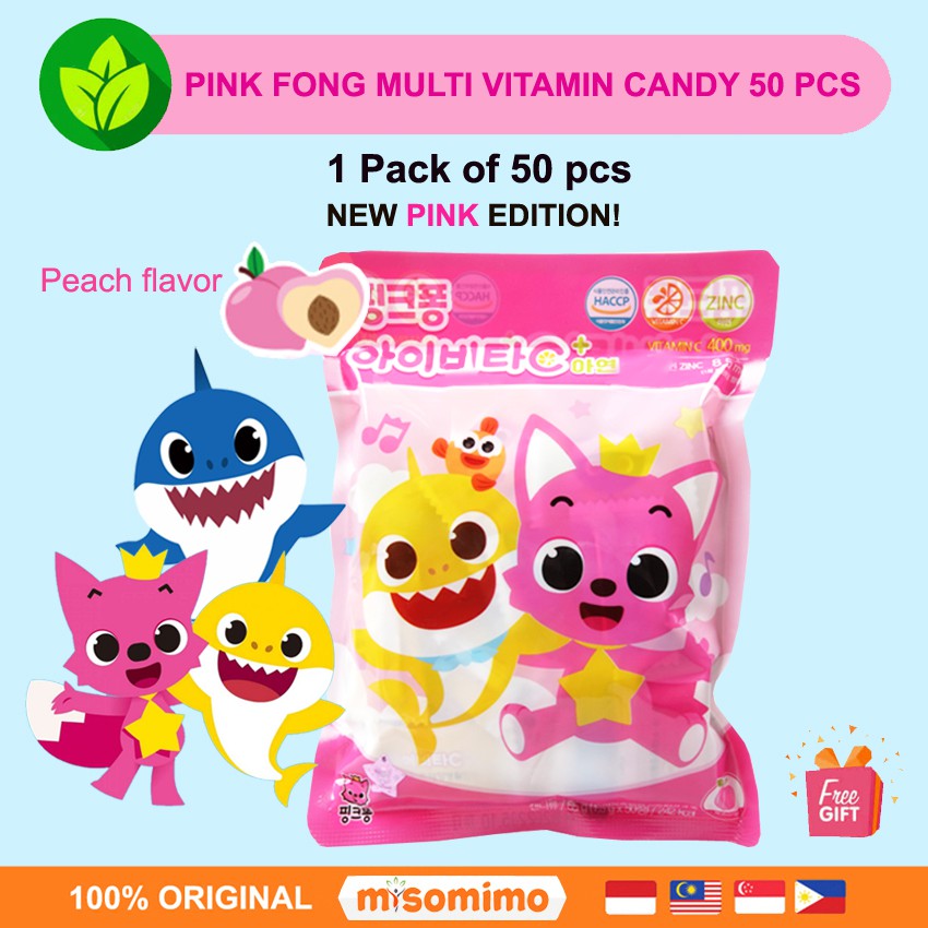 [READY] Pinkfong Korea Multi Vitamin Candy 50 pcs Pink Fong Baby Shark ...