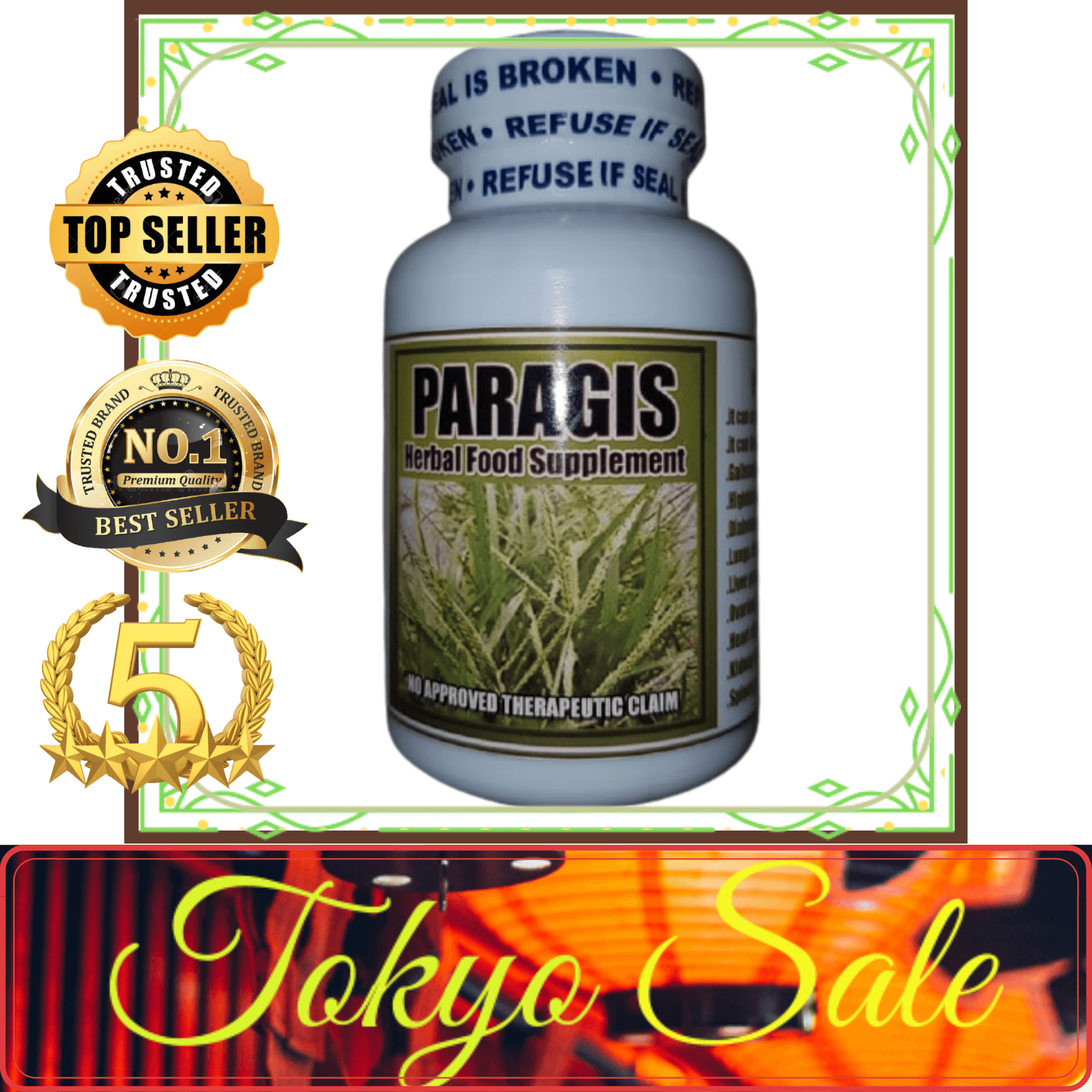 100% Pure Organic PARAGIS Capsule (500mg) 1-Bottle of 100capsules ...