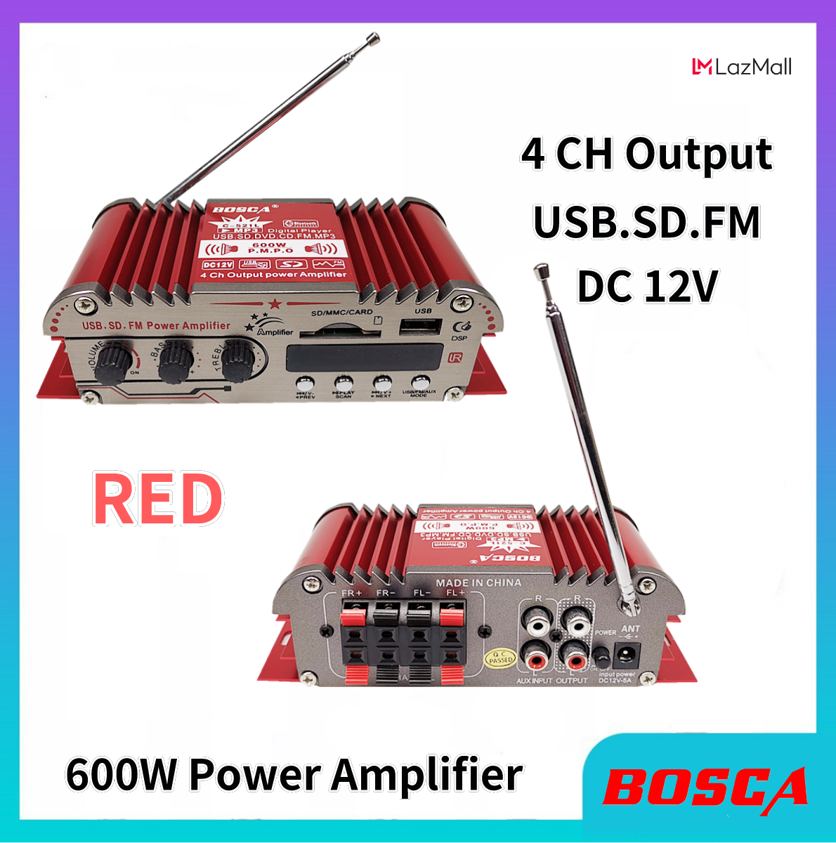 Bosca 600W Bluetooth Power Amplifier 4 Channel Output C-521L | Lazada PH