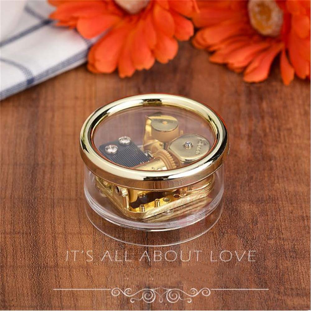 Acrylic Round Transparent Wind-up Clockwork Music Box Melody Kiss the ...