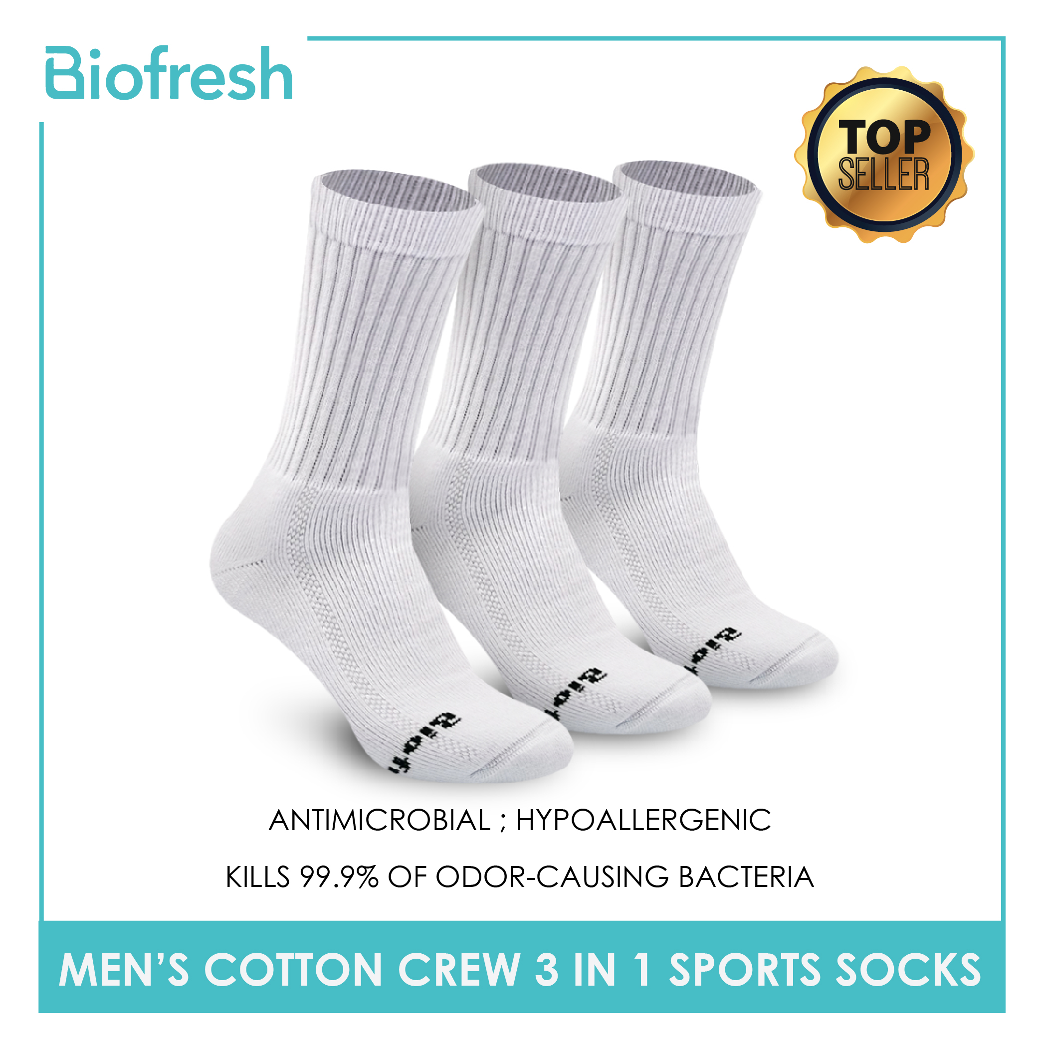 Biofresh RMSKG20 Men's Antimicrobial Thick Combat Sports Socks 3 pairs ...