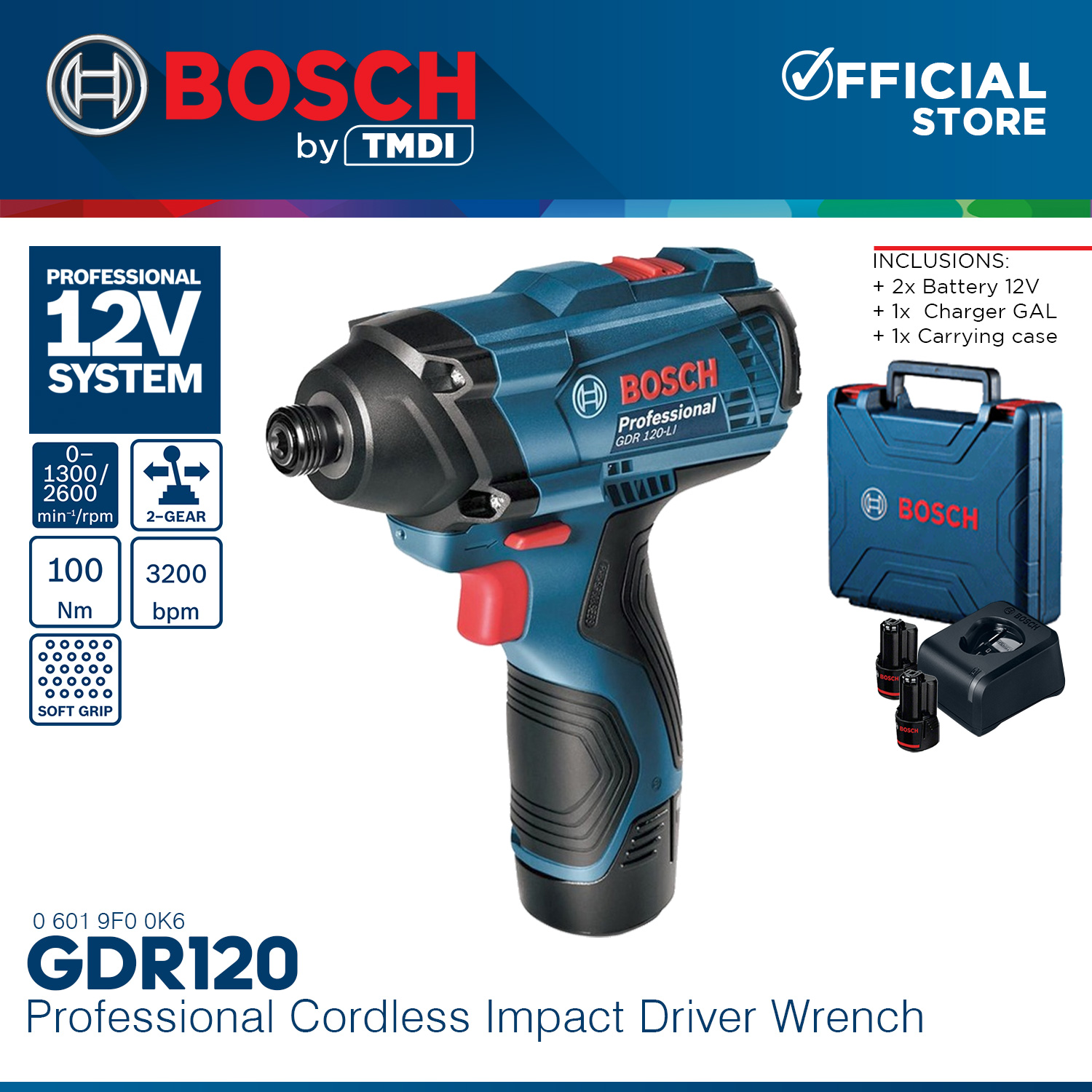 BOSCH Professional Cordless Impact Driver Wrench GDR 120-LI (KIT) COC ...