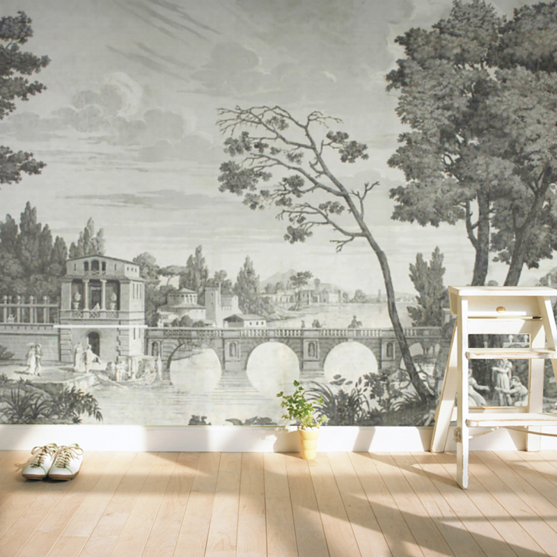 European retro nostalgic medieval pastoral wind bridge living room ...