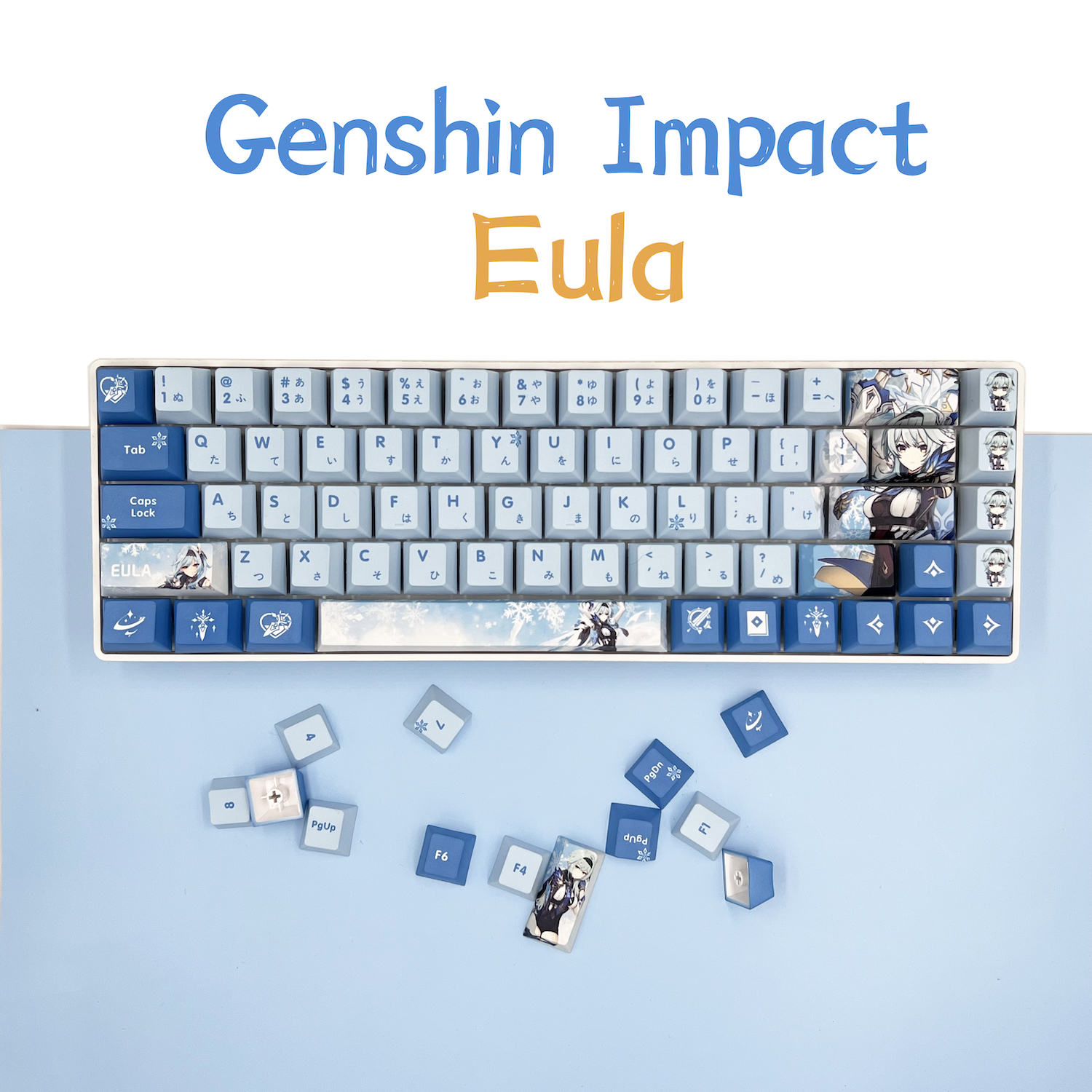 128 Keys Genshin Impact Eula Theme Keycap Mechanical Keyboard Cap Game ...