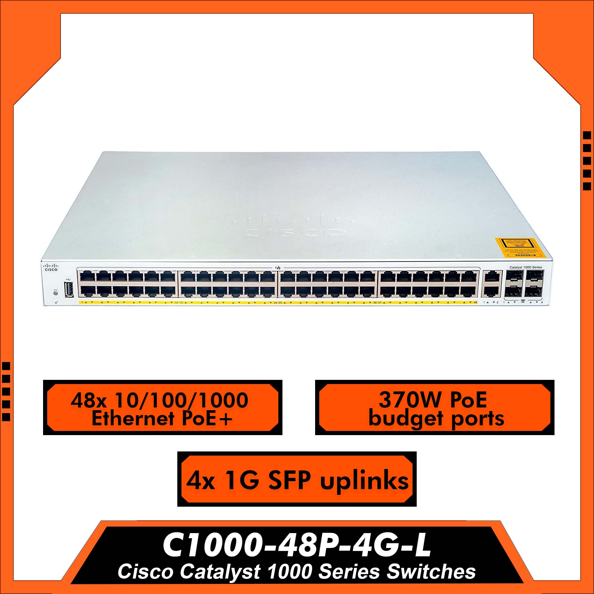 Cisco Catalyst 1000 Series Switches│C1000-48P-4G-L 48x 10/100/1000 ...