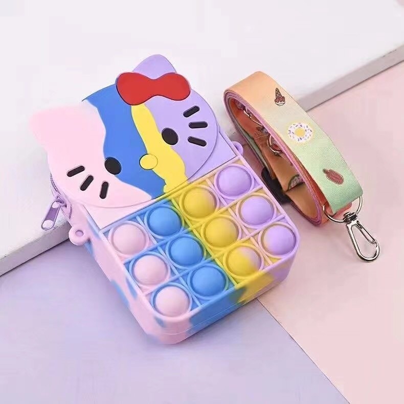 Cute Pop It Coin Pouch Sensory Bubble Fidget Toy Kids Push Pop Figet ...