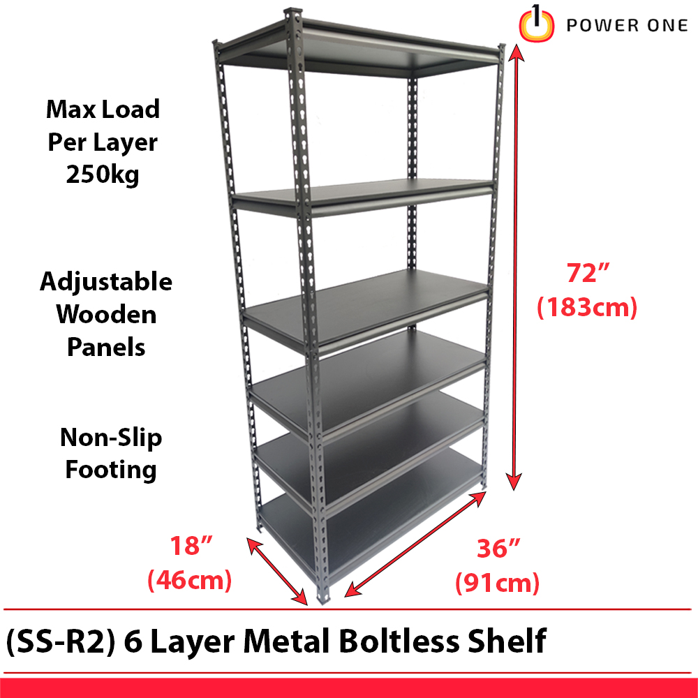 (SS-R2) 6 Layer Adjustable Boltless Riveted Multi-Purpose Steel Storage ...