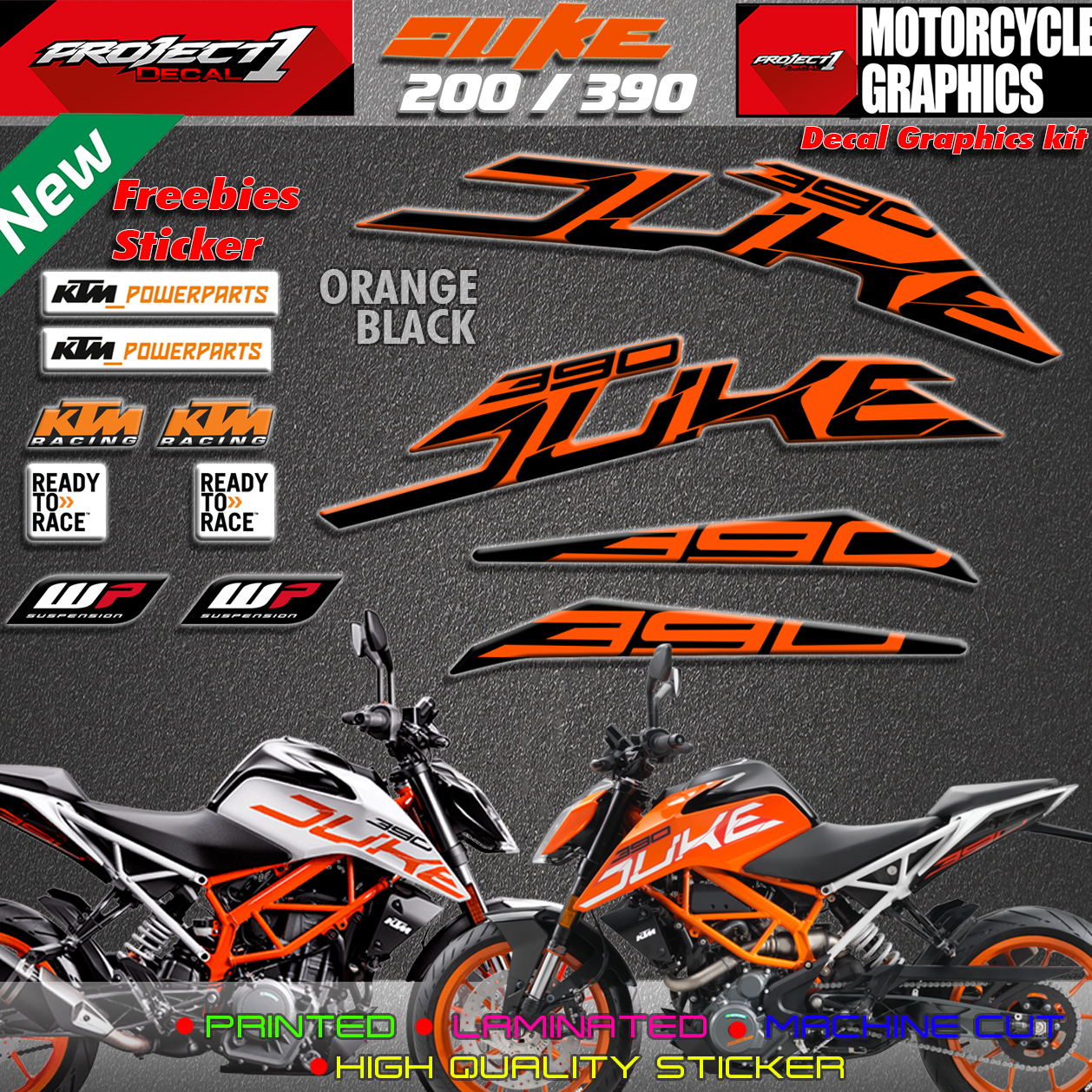 KTM DUKE 390 STOCK DECALS LAMINATED AND NON-FADE STICKER | Lazada PH
